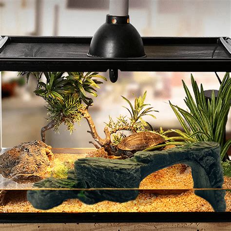 Resin Turtle Basking Platform Turtles Rock Dock Climbing Ramp Cave Hideout Decor
