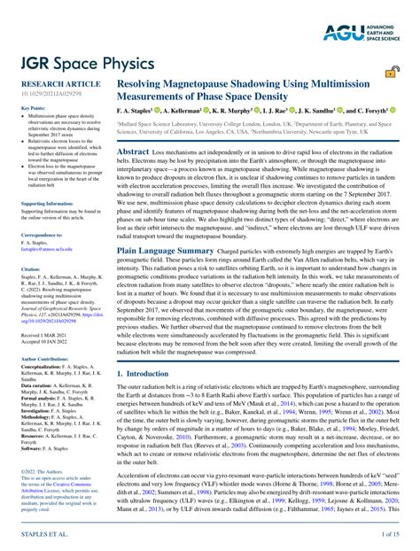 Pdf Resolving Magnetopause Shadowing Using Multi‐mission Measurements