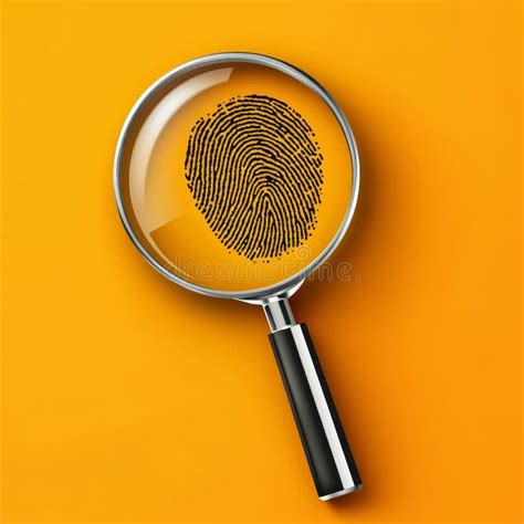 A Magnifying Glass Reveals A Unique Fingerprint On A Bright Orange