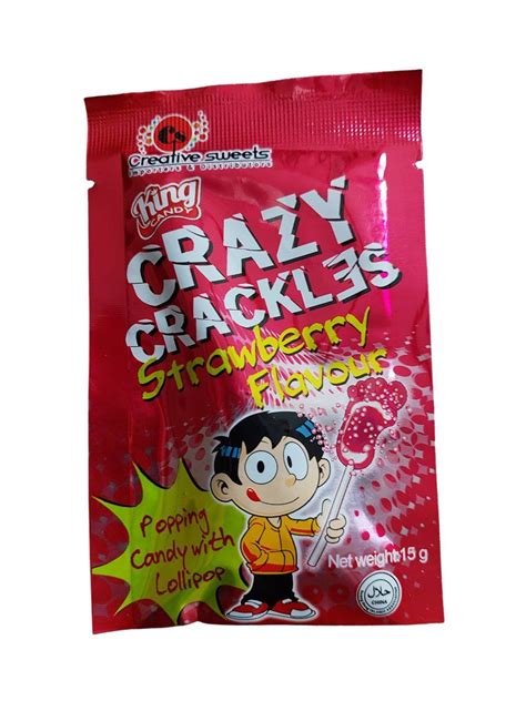 Crazy Crackles Pop Candy Strawberry Flavour 15g