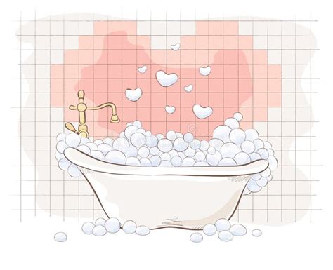 Two Lovers In The Bath With Soap And Bubbles Stock Illustration