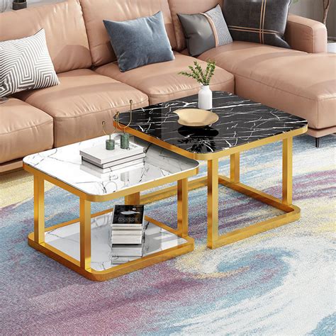 2019 Multi Color Style Tempered Glass Top Modern Square Coffee Table