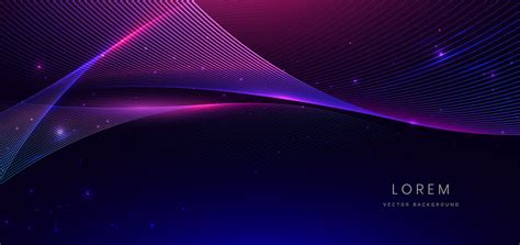 추상 기술은 진한 파란색 배경에서 움직이는 속도 동작으로 미래 지향적으로 빛나는 네온 블루와 핑크 웨이브 라이트 라인입니다 가리기에 대한 스톡 벡터 아트 및 기타 이미지