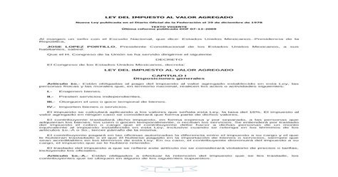 Ley Del Impuesto Al Valor Agregado Demex · Impuesto Al Valor Agregado