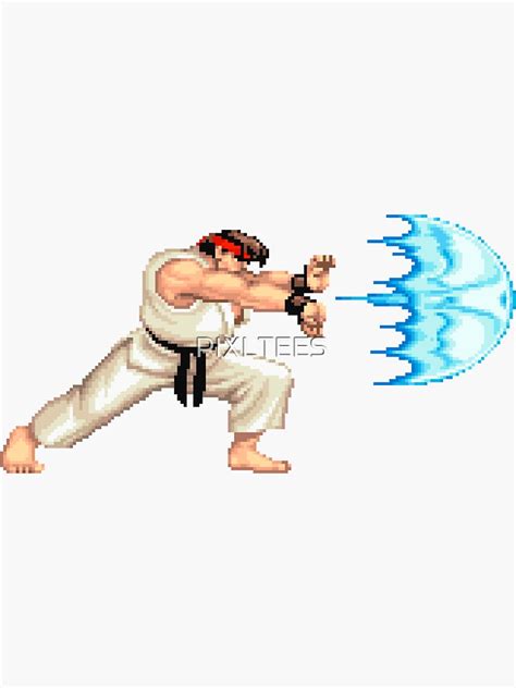 Ryu Fireball Attack Sticker By Pixltees Redbubble