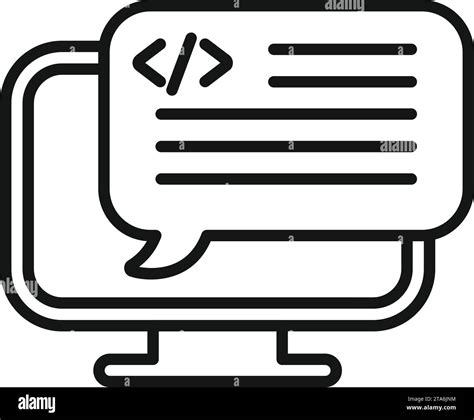 Web Api Code Icon Outline Vector Internet Server Digital Web