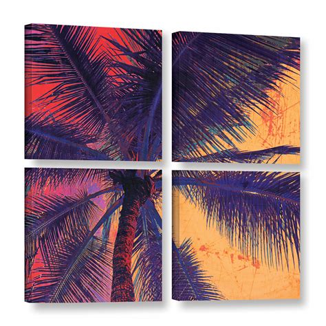 Bay Isle Home™ Palm Tree Sunset 4 Piece Painting Print On Wrapped