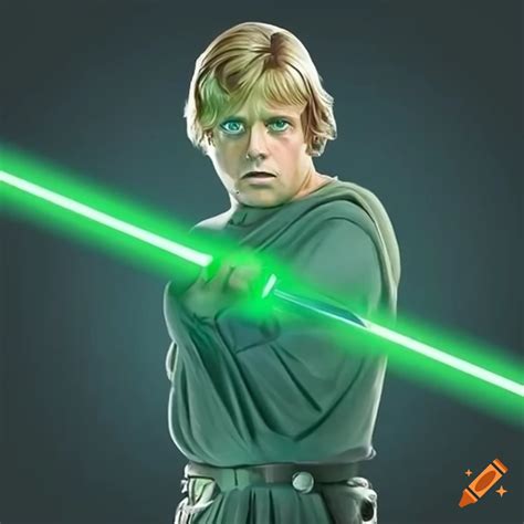 Luke Skywalker Wielding A Green Lightsaber On Craiyon