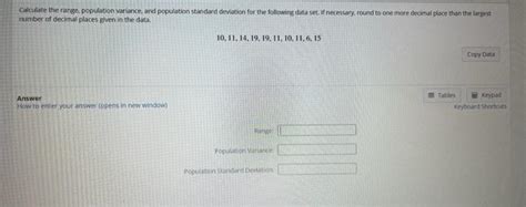 Solved Calculate The Range Population Variance And Chegg
