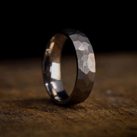 Hammered Effect Titanium Wedding Ring The Rivelin Valley 60mm Z