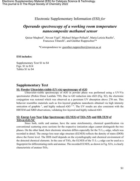 Pdf Operando Monitoring Of A Room Temperature Nanocomposite Methanol Sensor