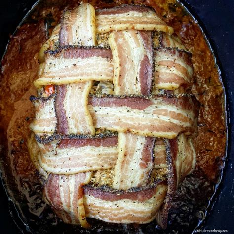 Slow Cooker Bacon Wrapped Meatloaf Paleowhole30low Carb Fit Slow Cooker Queen
