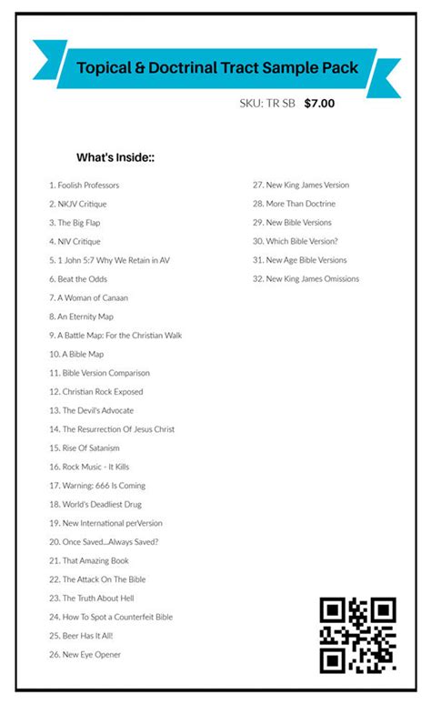 Topical And Doctrinal Tract Sample Pack Bible Baptist Bookstore