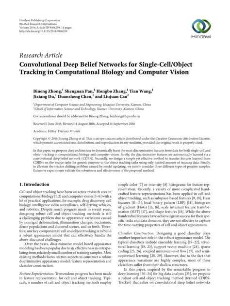 PDF Convolutional Deep Belief Networks For Single Cell Object