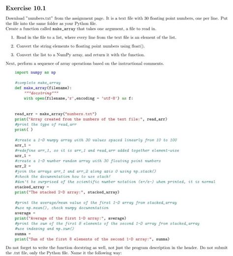 Solved Exercise 101 Download Numberstxt From The