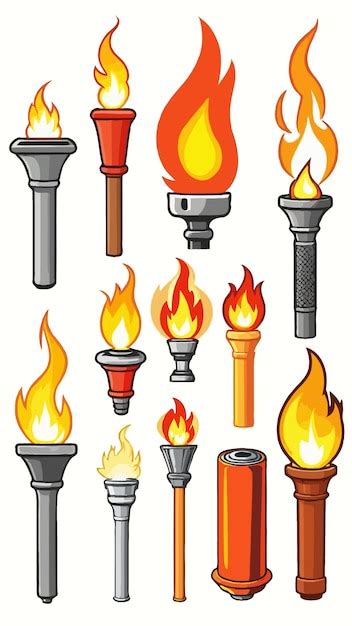 Una Colección De Antorchas De Dibujos Animados De Arte Vectorial