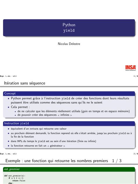 Utilisation De Yield En Python Pdf Ingénierie Informatique Objet