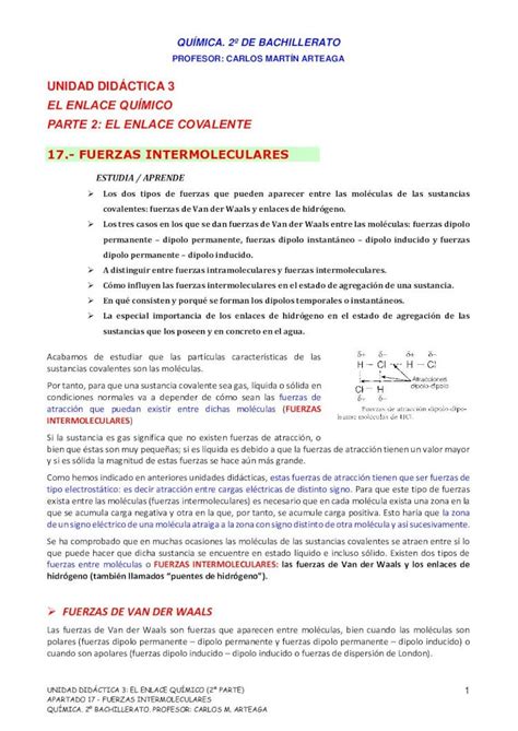 Pdf 17 Fuerzas Intermoleculares · Las Fuerzas De Van Der Waals Son