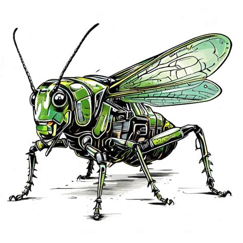 Drawing Of A Grasshopper With A Yellow Body And The Word Quot Bug Quot