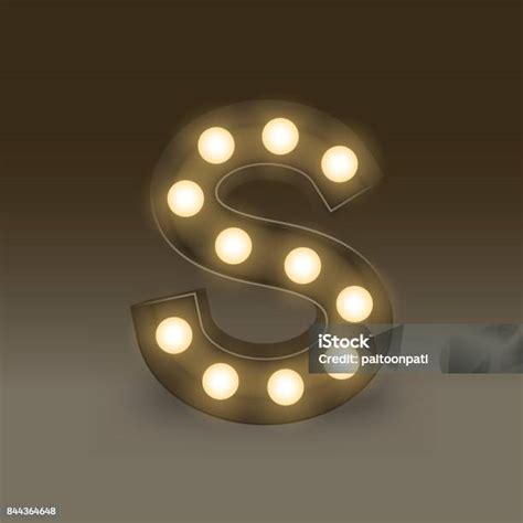 알파벳 백열 전구 박스 세트 문자 S 어두운 배경에서 그림 복고풍 3d 스타일 격리 된 빛 0명에 대한 스톡 벡터 아트 및 기타 이미지 Istock