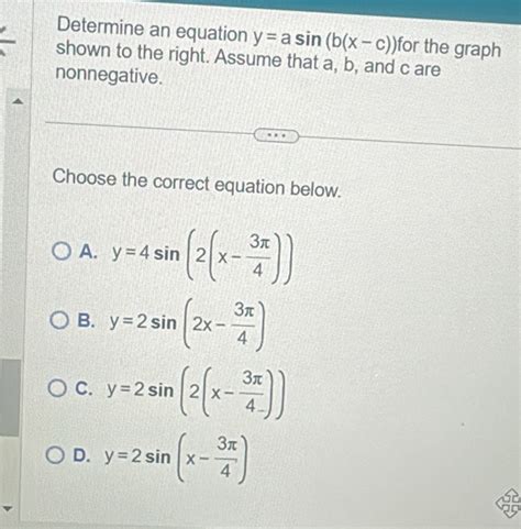Solved Determine An Equation Y Asin B X C For The Graph Shown To