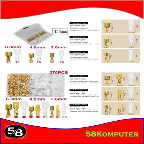 Jual Skun Konektor Gepeng Wire Crimp Connector Spade Kit 270 Pcs