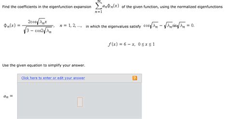 find the coefficients in the eigenfunction expansion