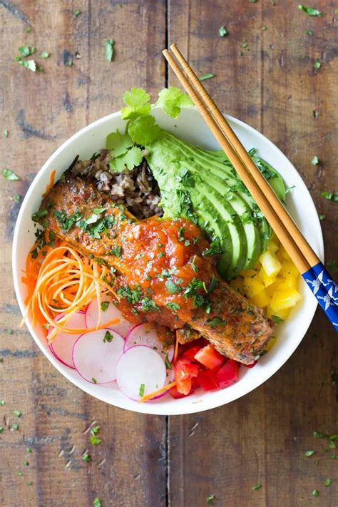 Cooked Salmon Poke Bowl Green Healthy Cooking