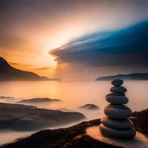 Beautiful Pebbles Stacked On Top Of Each Other Ai Generated Image