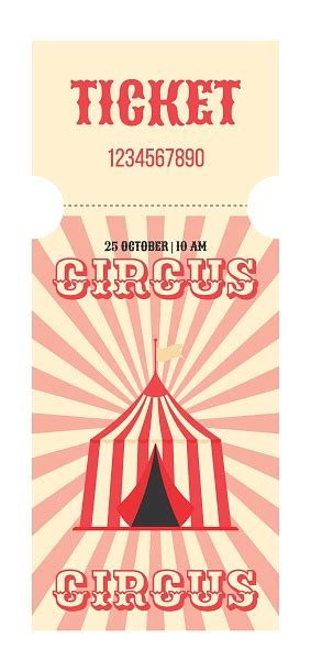 화려한 빨간 빈티지 서커스 티켓 줄무늬 서커스 텐트 장식용 텍스트 서커스 티켓 등 흰색 배경에 수직 평면 벡터 그림 공연에 대한 스톡 벡터 아트 및 기타 이미지 Istock