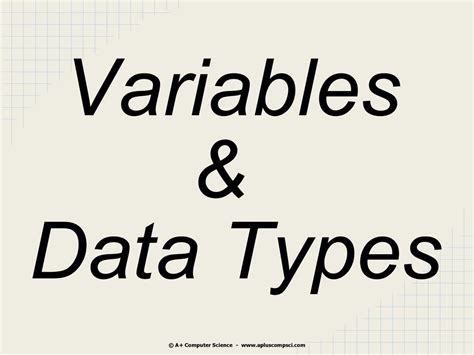 © A Computer Science Variables And Data Types © A Computer Science