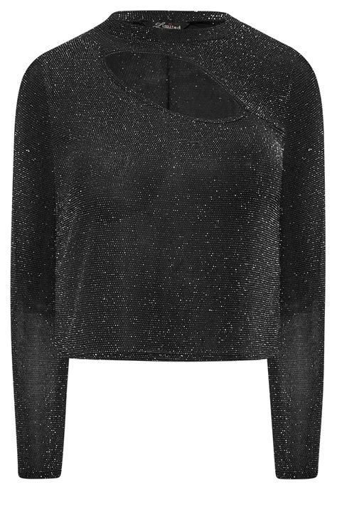 Limited Collection Glitter Crop Top Met Uitsnijding In Zwart Yours