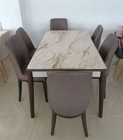 6 Seater Marble Top Wooden Dining Table Set At Rs 55600 Set In Pimpri