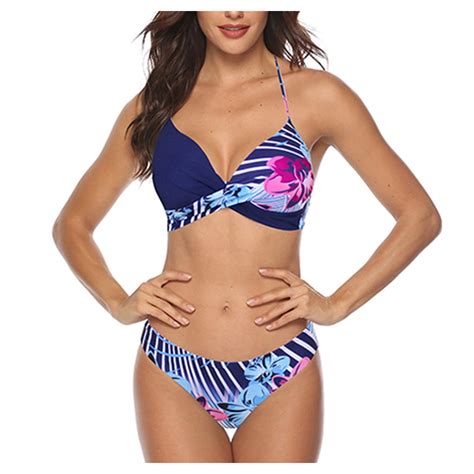 Kdfjpth Swimsuit For Women 2024 Sexy Padded Push Up Bra Bikini Set