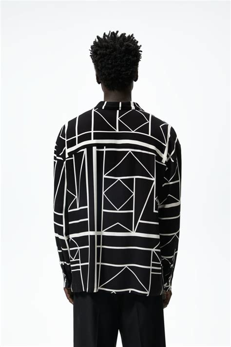 Zara Sketch Print Shirt In Black Garmisland