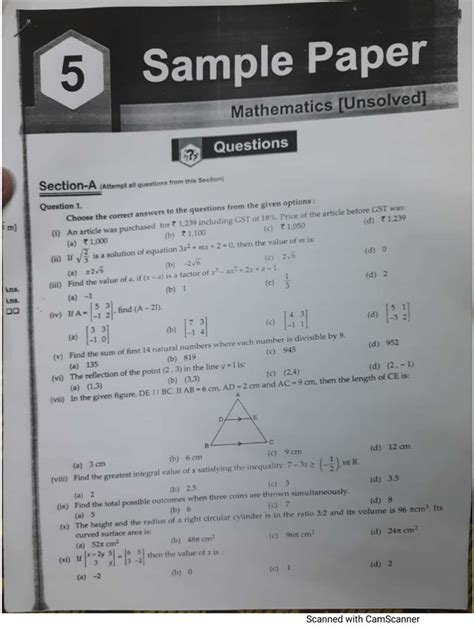 Sample Paper 5 Pdf