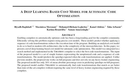 Ogawa Tadashi On Twitter A Deep Learning Based Cost Model For