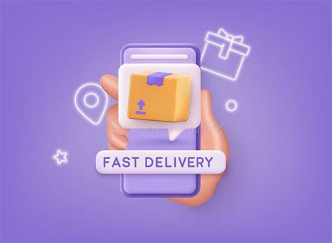 Online Fast Delivery Service Concept Online Order Tracking Delivery Home And Office 3d Vector