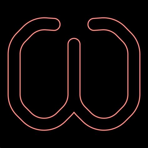 Neon Omega Greek Symbol Small Letter Lowercase Font Red Color Vector
