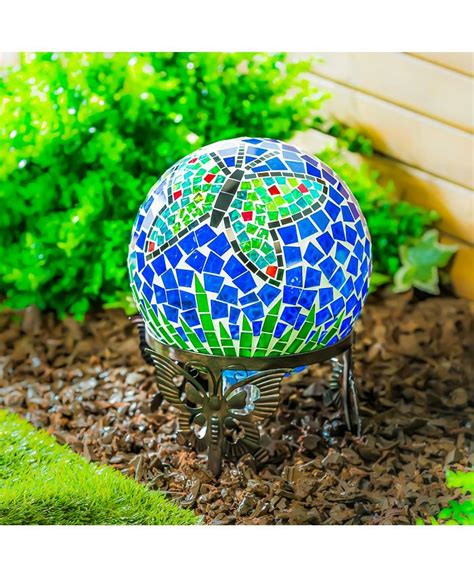 Evergreen 10 Mosaic Glass Gazing Ball Teal Butterfly Garden And Yard