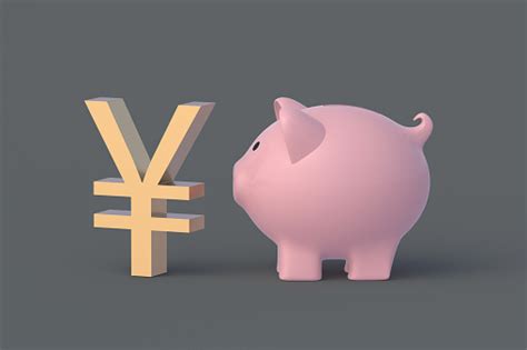 은행 시스템 위안 돼지 저금통 근처의 엔 기호 예산 개념입니다 세금 큰 캐쉬백 투자 및 기금 모금 부와 빈곤 수입과 지출 3d 렌더링 3차원 형태에 대한 스톡 사진 및 기타