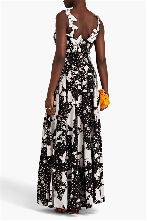 Valentino Garavani Ruffled Printed Silk Blend Chiffon Maxi Dress The