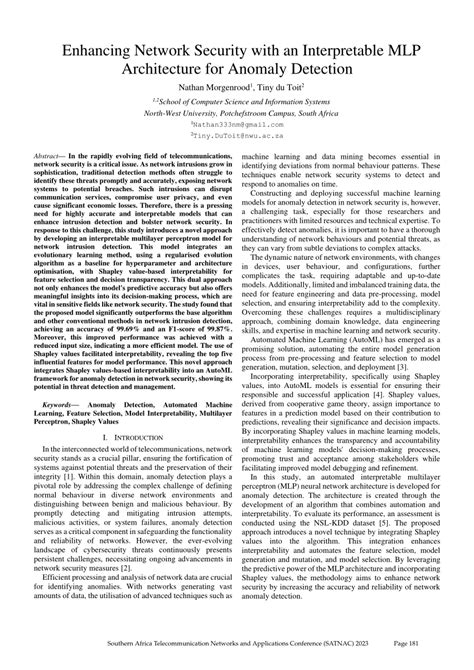 PDF Enhancing Network Security With An Interpretable MLP Architecture