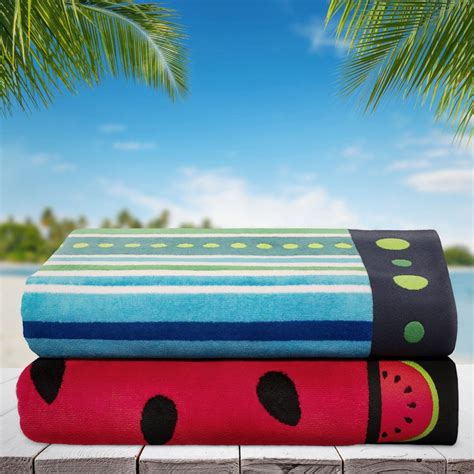 Dotted Stripes And Slice Of Freshness Jacquard Beach Towel 2 Pack Costco