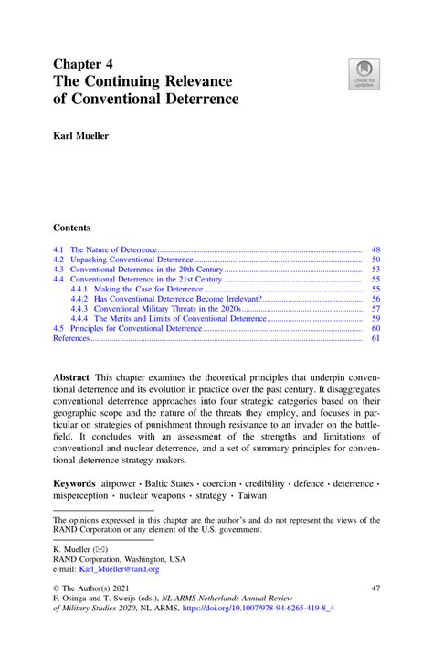 Pdf The Continuing Relevance Of Conventional Deterrence