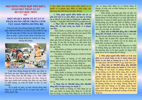 MỘt SỐ Quy ĐỊnh VỀ XỬ LÝ Vi PhẠm HÀnh ChÍnh Trong LĨnh VỰc Giao ThÔng