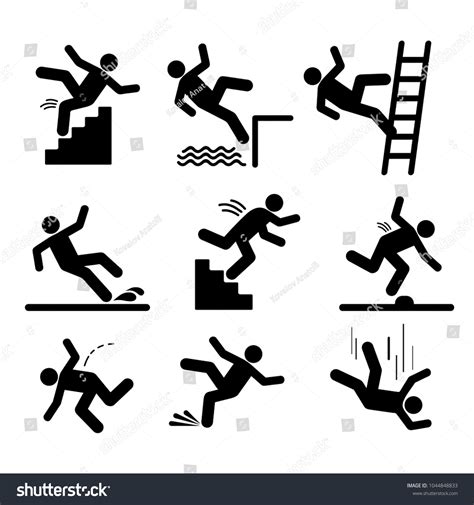 Set Caution Symbols Stick Figure Man Stock Vector Royalty Free