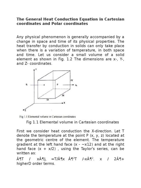 The General Heat Conduction Equation In Cartesian Coordinates And Polar Coordinates Pdf