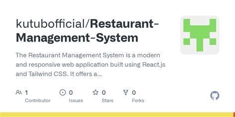 Github Kutubofficialrestaurant Management System The Restaurant