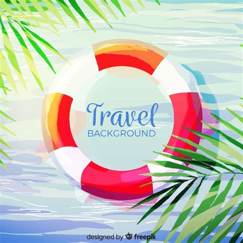 수채화 여행 배경 무료 벡터